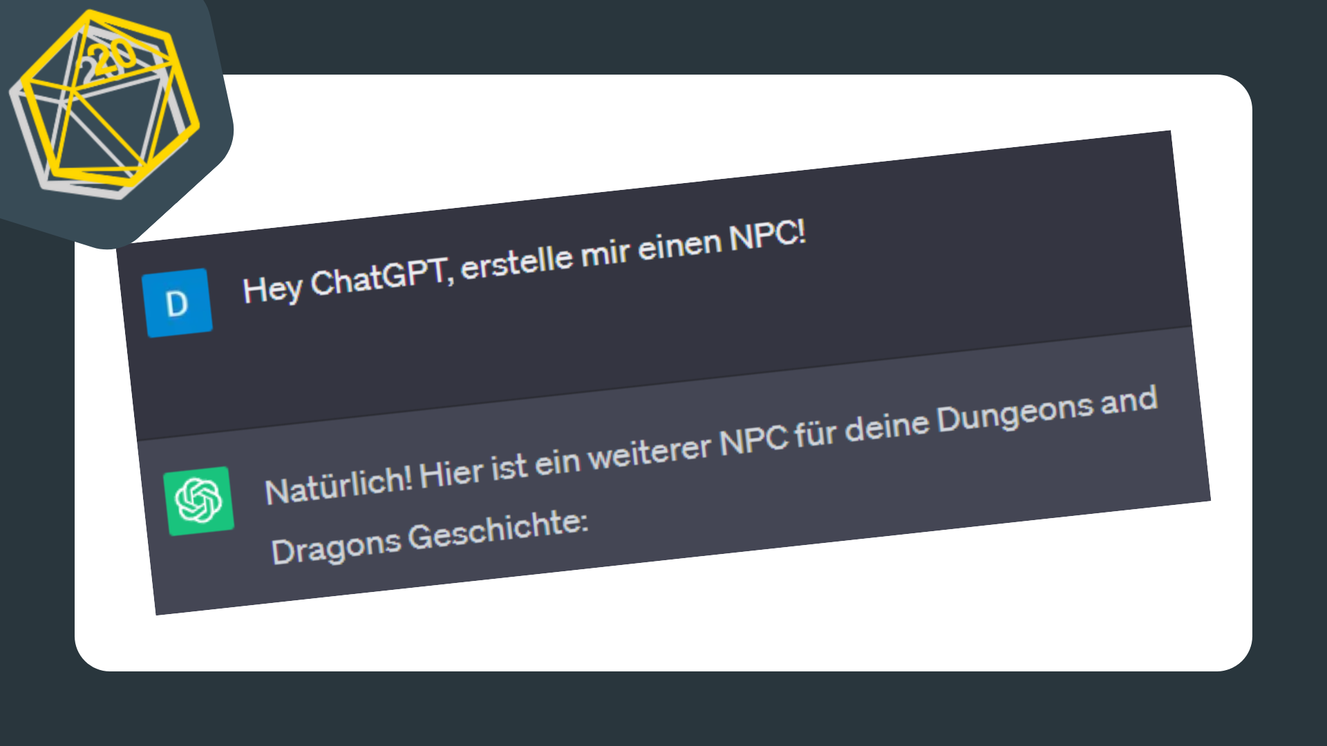 ChatGPT für D&D NPCs: Lebendige Charaktere mit künstlicher Intelligenz - Dice Scroller
